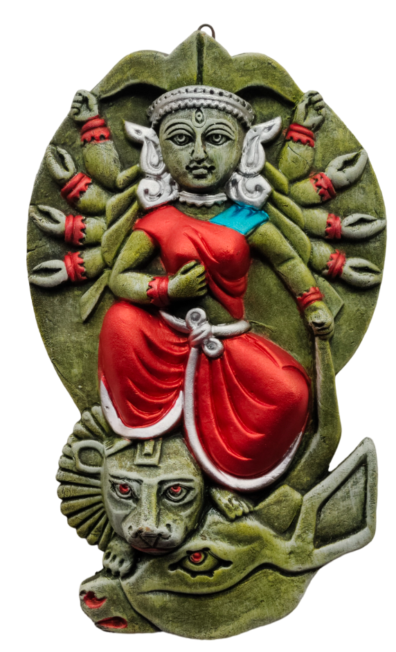 Terracotta Maa Durga Sherawali Maa Wall Hanging Showpiece for Home Déc ...